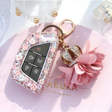 Pink Bling Car Key Holder with Rhinestones for Cadillac 2020 CT4 CT5