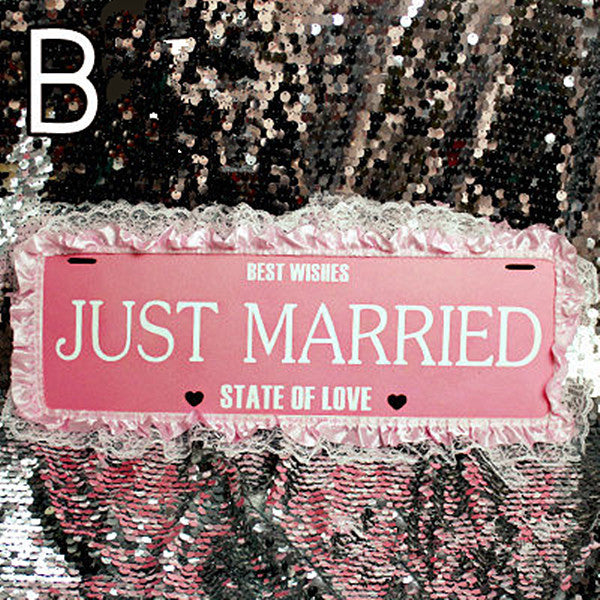 Just Married Wedding Gateway Car License Plate with Ruffles - 8 Design ...