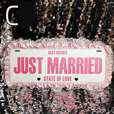 Just Married Wedding Gateway Car License Plate with Ruffles - 8 Design ...