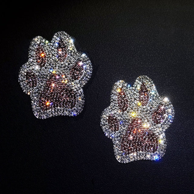 2 Pieces Silver and Pink Bling Cat Paw Car Truck Decals