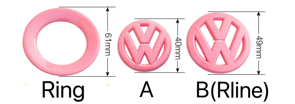 Pink VW Volkswagen Emblem for Steering Wheel LOGO Sticker Decal Beetle